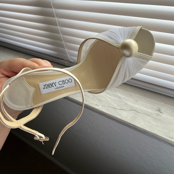 Jimmy Choo | Shoes | Sacaria 85mm Tulle Sandals Ivory | Poshmark